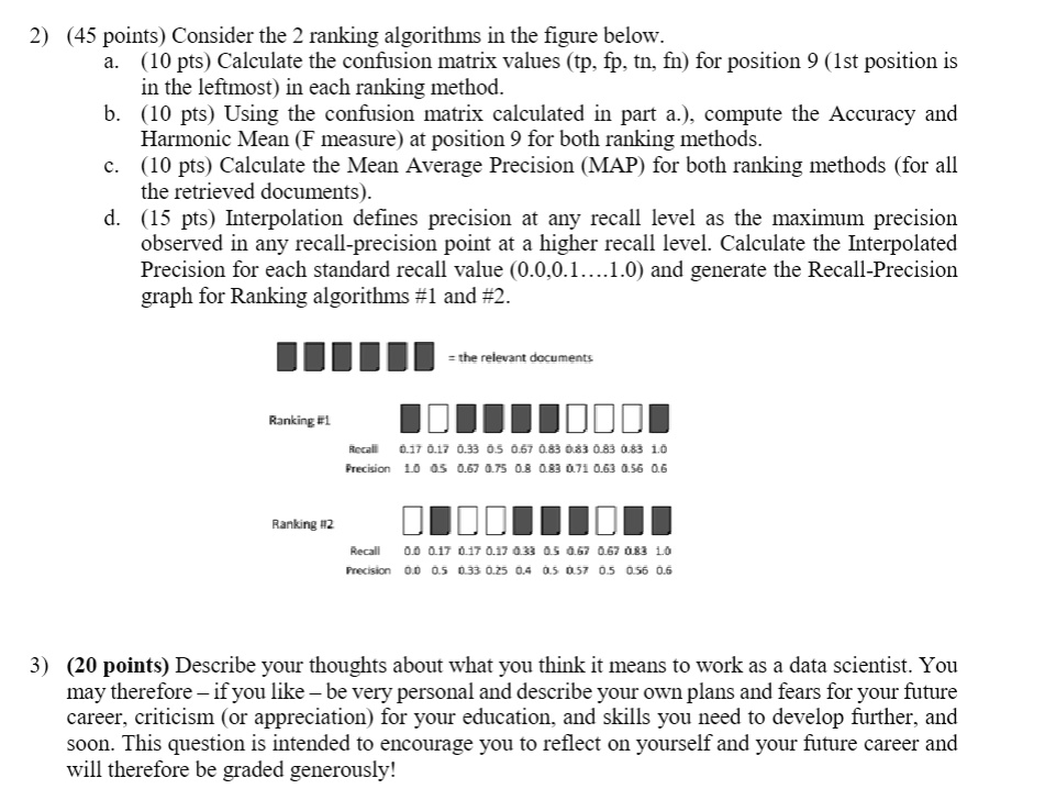 SOLVED: 2 45 points) Consider the 2 ranking algorithms in the figure ...