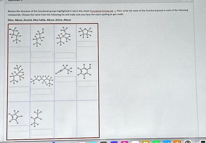 text name the functional group review the structure of the functional ...
