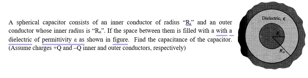 A spherical capacitor consists of an inner conductor of radius "R i ...