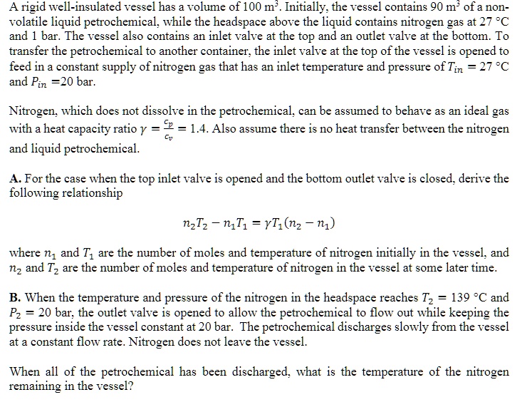 SOLVED: Texts: A rigid, well-insulated vessel has a volume of 100 mL. Initially, the vessel ...
