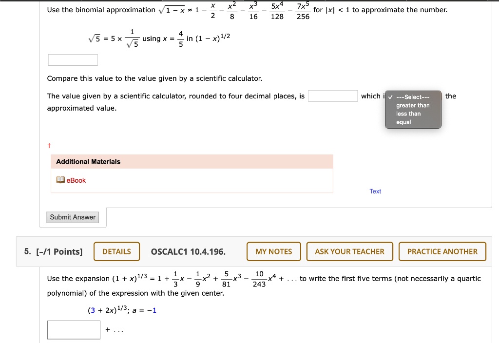 Solved Use The Binomial Approximation 1 X 1 X2 1 Sx 2 Ix For Ixl 3316
