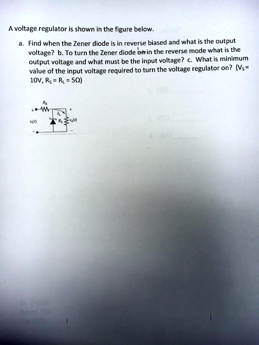 SOLVED: A voltage regulator is shown in the figure below. a. Find when the Zener diode is in ...