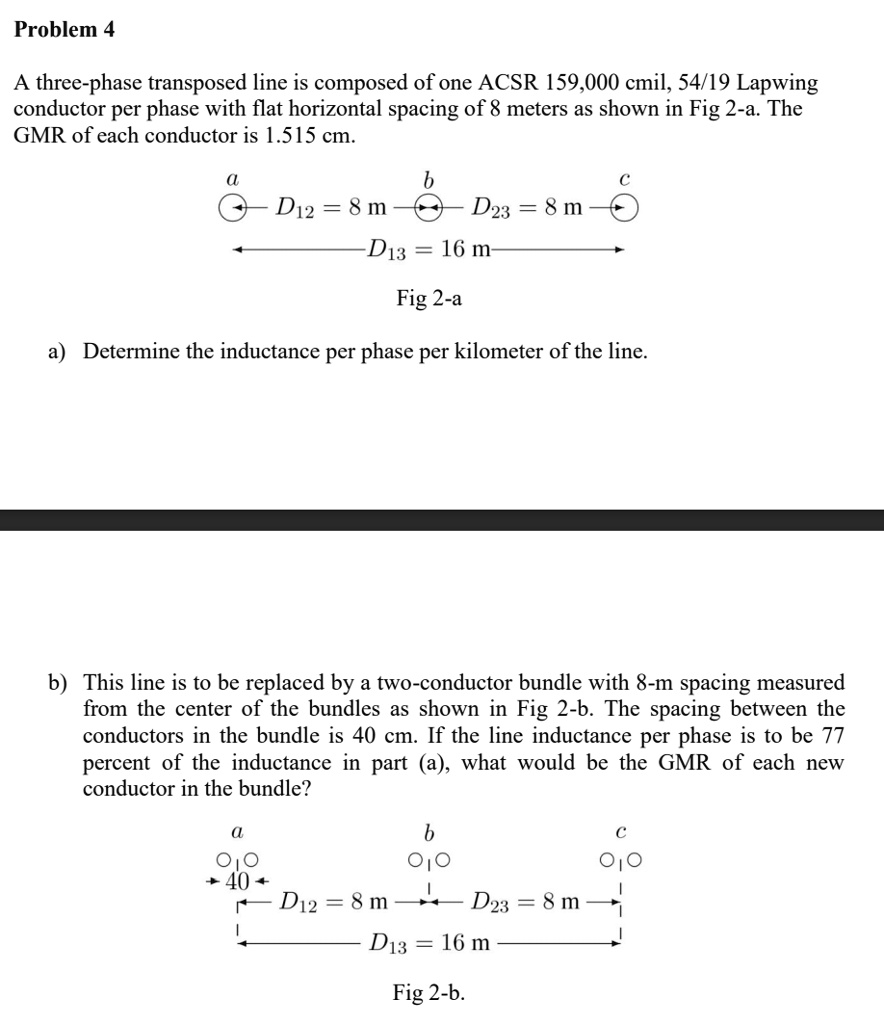 SOLVED: Problem 4 A three-phase transposed line is composed of one ACSR ...