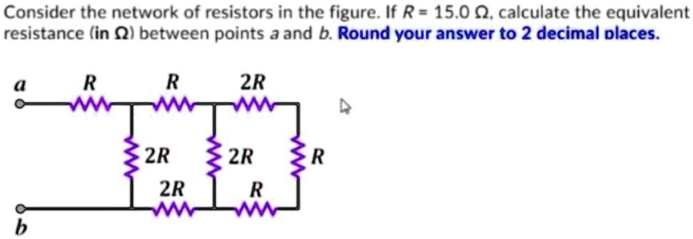 SOLVED: Consider the network of resistors in the figure. If R = 15.0 ohms, calculate the ...