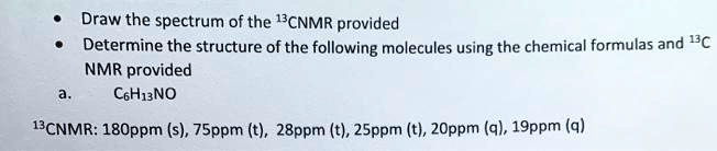 SOLVED: Draw the spectrum of the "CNMR provided. Determine the ...