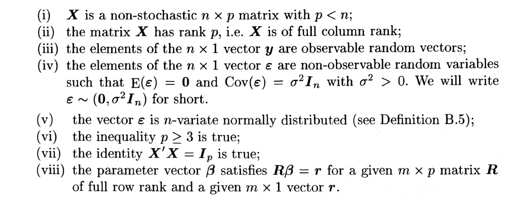 [GET ANSWER] i x is a non stochastic n x p matrix with p n ii the ...