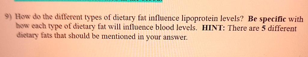 9) How do the different types of dietary fat influence lipoprotein ...