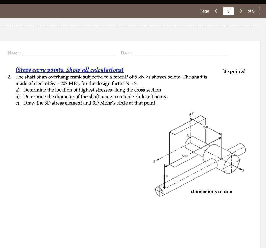 Page 1 of 5 NAME: DATE: (Steps carry points, Show all calculations) 2 ...