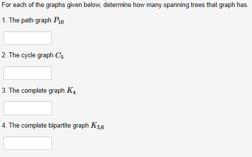 For each of the graphs given below, determine how many spanning trees ...