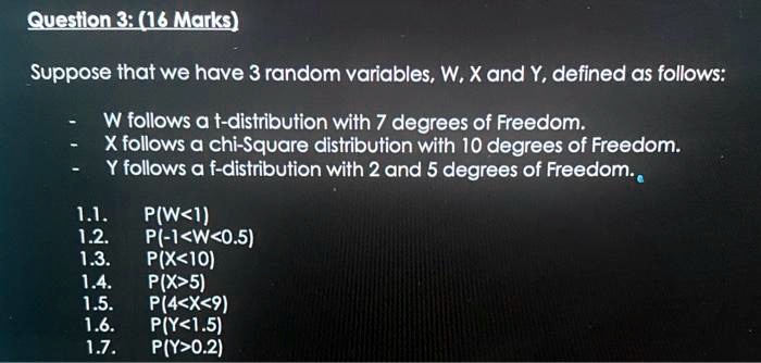 SOLVED: Text: Question 3: (16 Marks) Suppose that we have 3 random variables, W, X, and Y ...