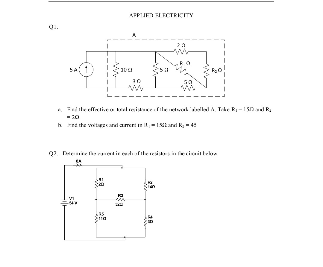 APPLIED ELECTRICITY Q1. a. Find the effective or total resistance of ...