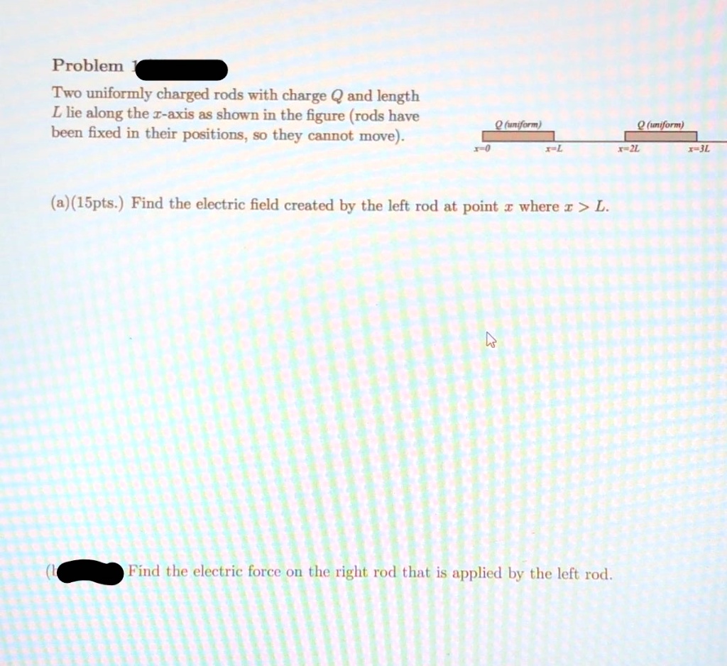SOLVED: Problem: Two uniformly charged rods with charge Q and length L ...