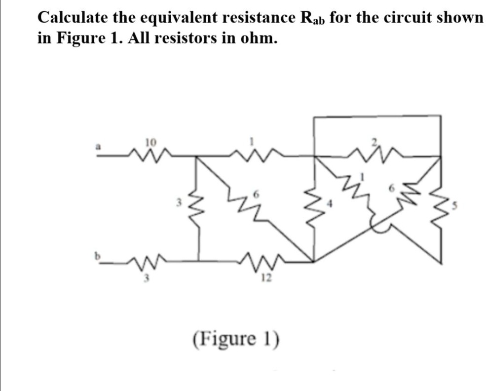 calculate the equivalent resistance rab for the circuit shown in figure 1 all resistors in ohm ...