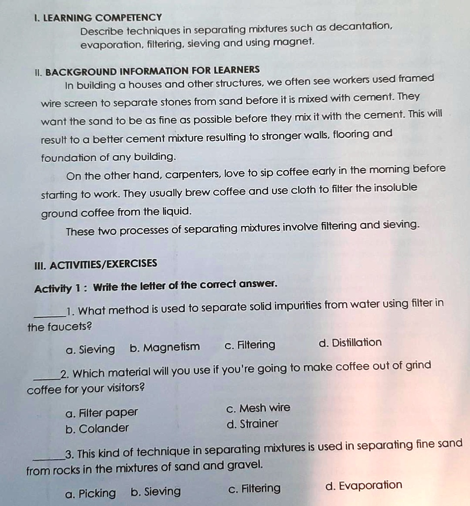 science grade6 please help learning competency describe techniques in ...