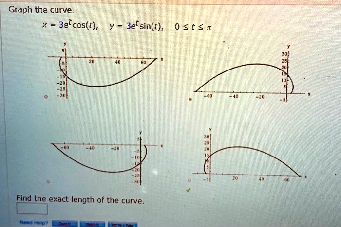 graph the curve x 3et cost y 3et sint 0 t t find the exact length of the curve 31677
