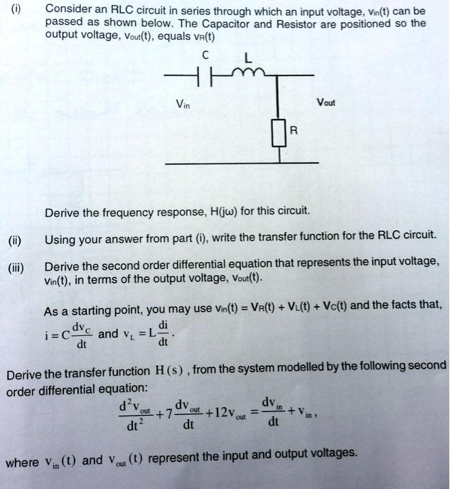 Solved Consider An Rlc Circuit In Series Through Which An Input Voltage Vint Can Be Passed 