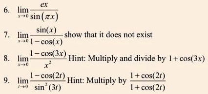SOLVED: lim U sin(7x) sin(*) lim show that it does not exist cos(x) cos ...