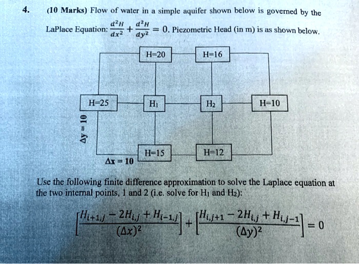 SOLVED: (10 Marks) Flow of water in a simple aquifer shown below is ...