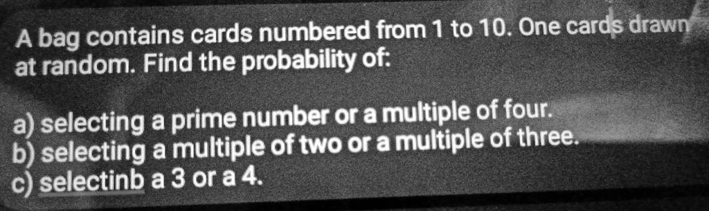 VIDEO solution: A bag contains cards numbered from 1 to 10. One card is ...