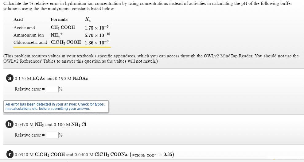 SOLVED: Calculate the % relative error in hydronium ion concentration ...