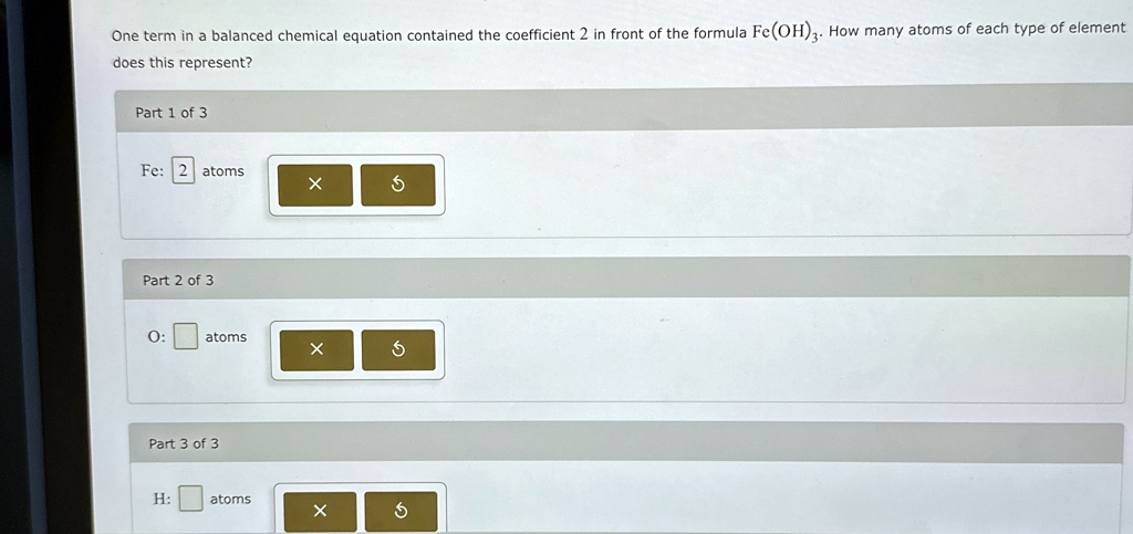 One Term In A Balanced Chemical Equation Contained The Coefficient 2 In Front Of The Formula Fe