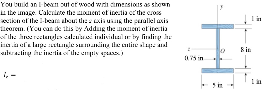 You build an I-beam out of wood with dimensions as shown in the image ...