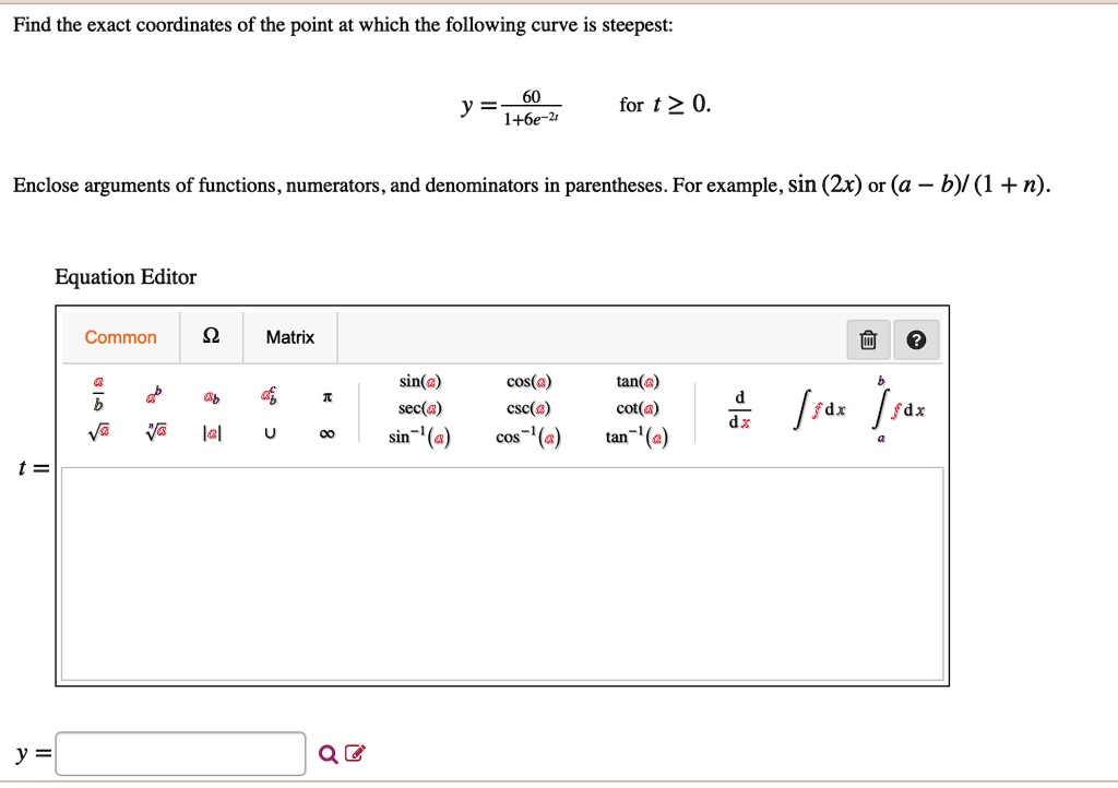 SOLVED: Find the exact coordinates of the point at which the following ...