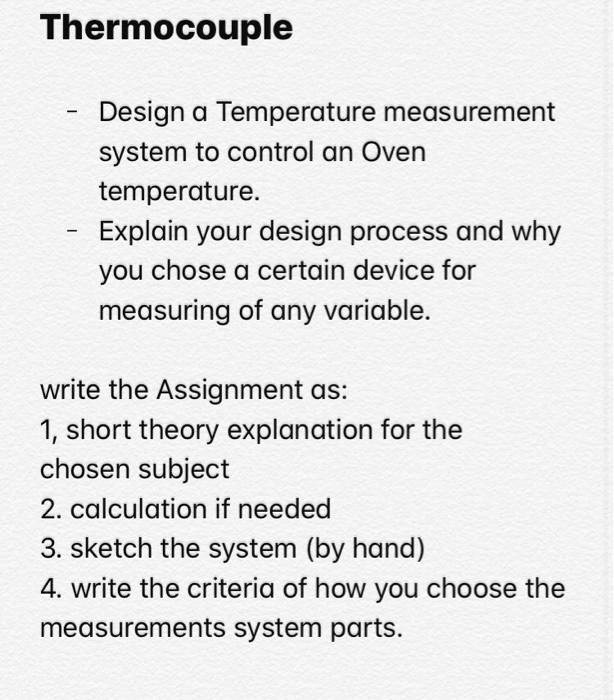 thermocouple design a temperature measurement system to control an oven ...