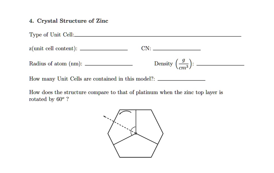 SOLVED: Crystal Structure of Zinc Type of Unit Cell: z(unit cell ...