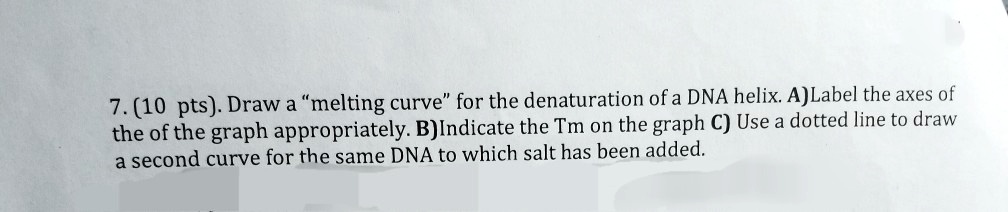 7. (10 pts). Draw a m̈elting curvef̈or the denaturation of a DNA helix ...