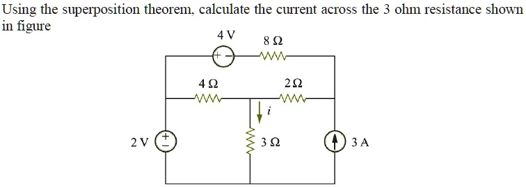 SOLVED: Using the superposition theorem, calculate the current across the 3 ohm resistance shown ...