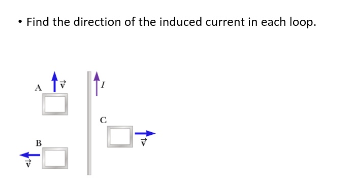 SOLVED: Find the direction of the induced current in each loop.