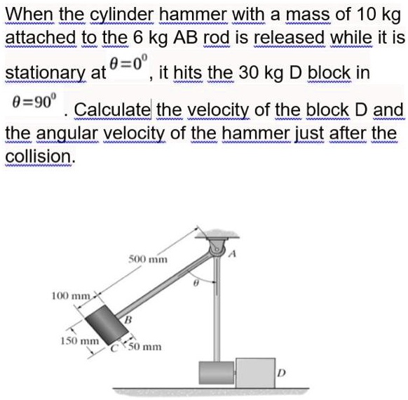 When the cylinder hammer with a mass of 10 kg attached to the 6 kg AB ...