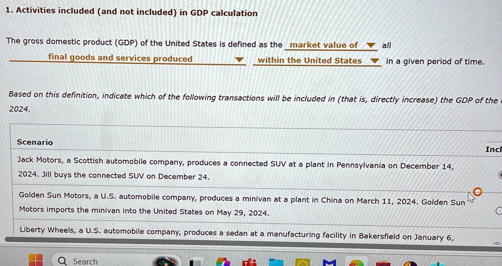 1 activities included and not included in gdp calculation the gross ...