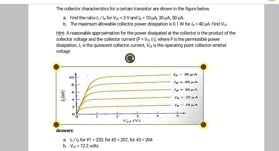 SOLVED: The collector characteristics for a certain transistor are ...