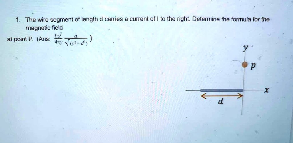 The wire segment of length d carries a current of to the...