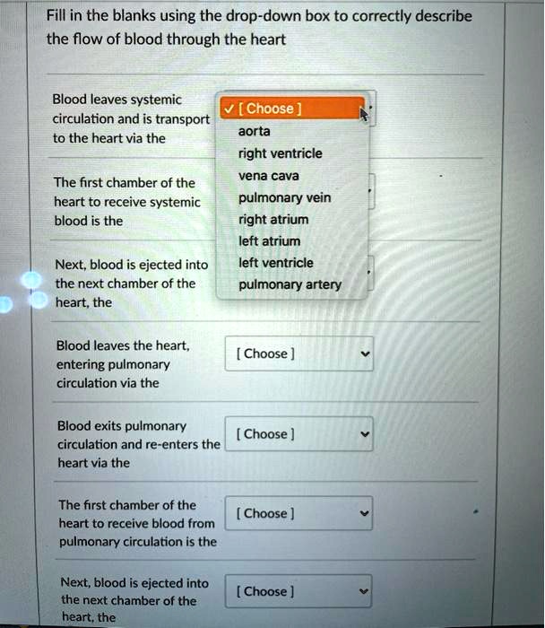 Fill in the blanks using the drop-down box to correctly describe the ...