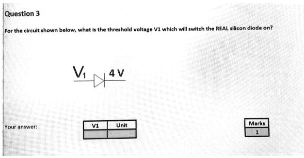 SOLVED: For the circuit shown below, what is the threshold voltage V1 which will switch the REAL ...