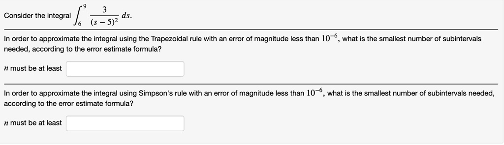 SOLVED: Consider the integral 5)2 In order to approximate the integral ...