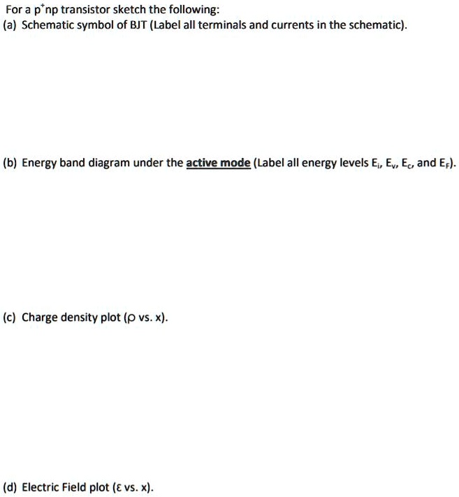 SOLVED: For a p-np transistor, sketch the following: (a) Schematic ...