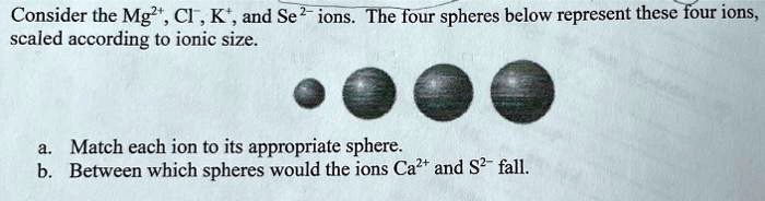SOLVED: Consider the Mg? , Cl , K , and Se ions. The four spheres below ...