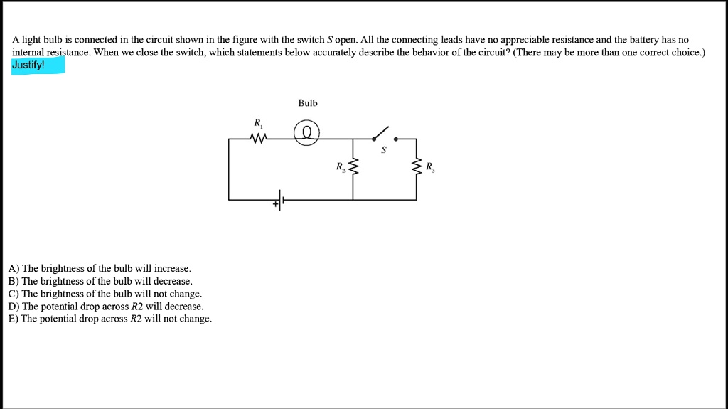 SOLVED: A light bulb is connected in the circuit shown in the figure ...