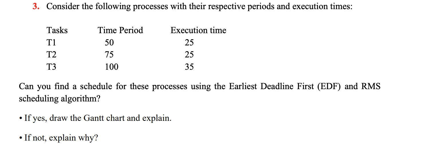 3. Consider the following processes with their respective periods and ...