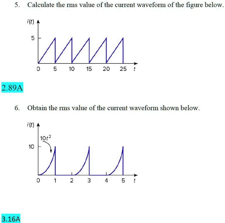 SOLVED: 5. Calculate the rms value of the current waveform of the ...