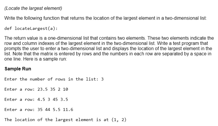 SOLVED: Please help. Please code in Python version 3.7.0b1 Locate the ...