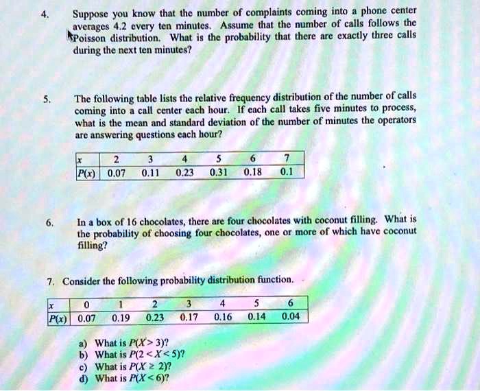 Suppose you know that the number of complaints coming into the phone ...
