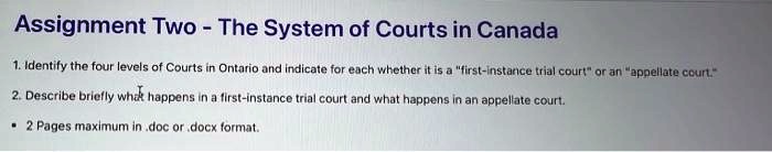 SOLVED: Text: Assignment Two - The System of Courts in Canada 1 ...