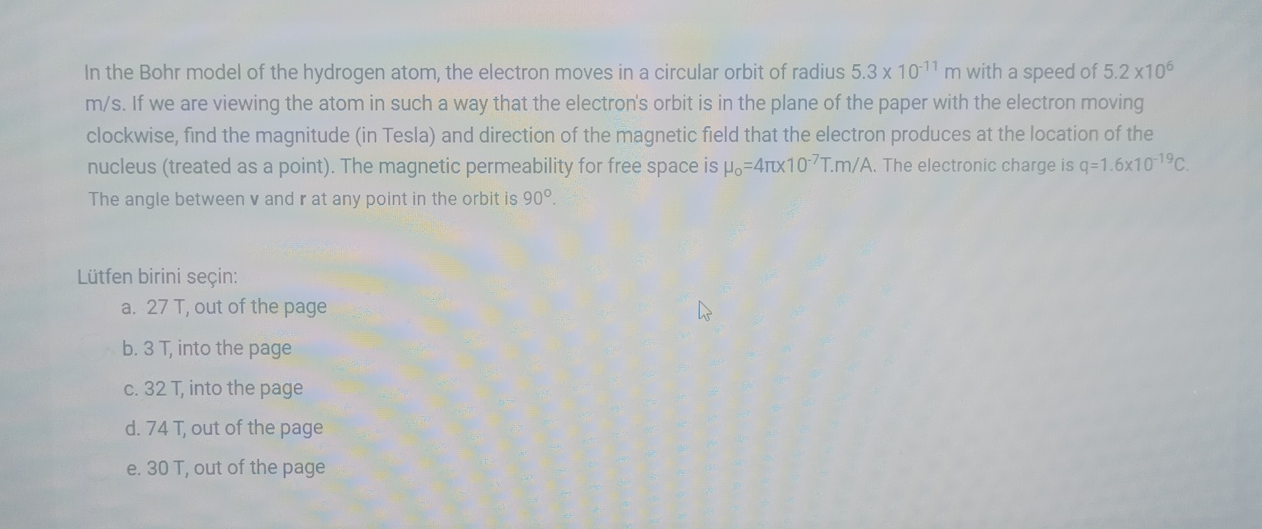 In the Bohr model of the hydrogen atom, the electron moves in a ...
