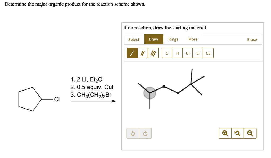 Determine the major organic product for the reaction scheme...