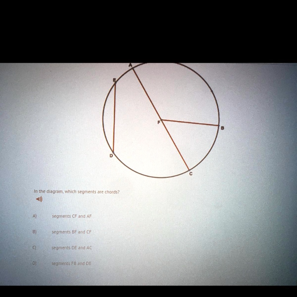 SOLVED: 'HELP PLEASE I NEED HELP ASAP!! In the diagram; which segments are chords? segments CF ...